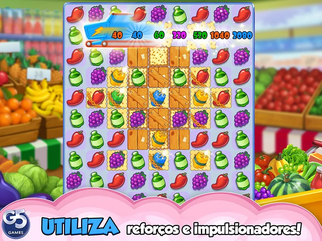 G5 Games - Supermarket Mania® - Combinar 3: Aventura do Frenesi de Compras
