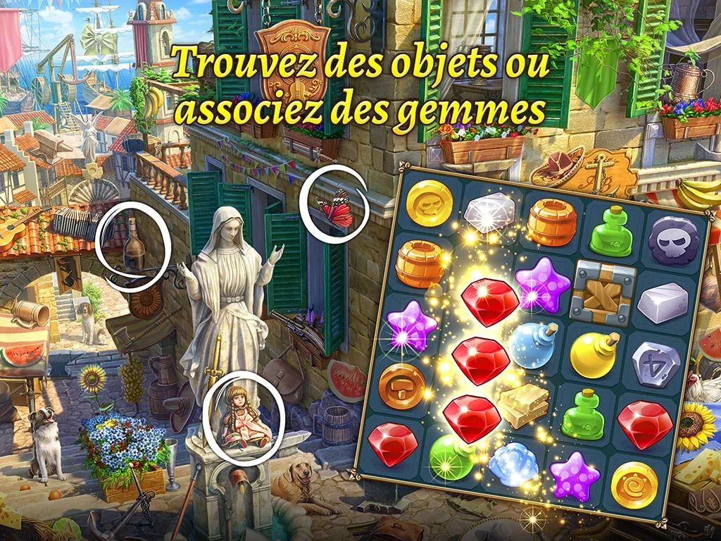 The Hidden Treasures®: Objets cachés, match-3